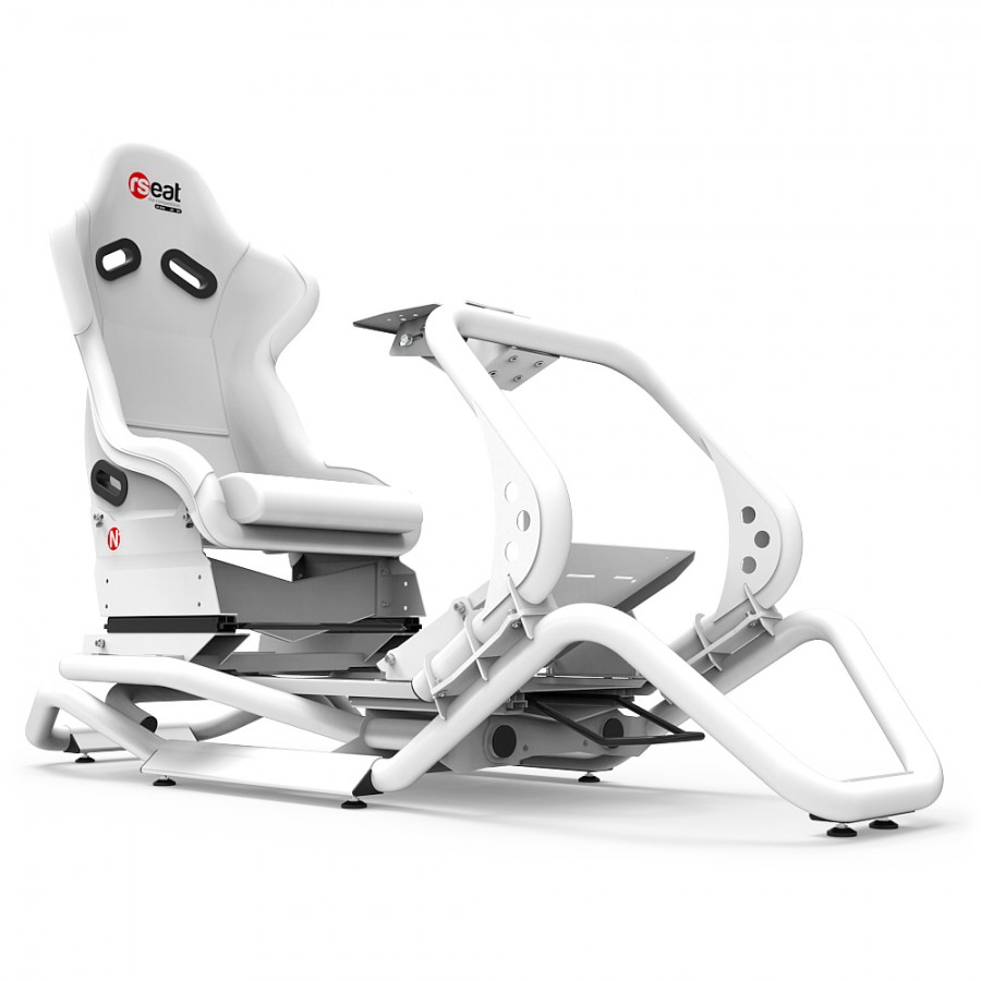 Rseat N1 White Seat / White Frame Racing Simulator Cockpit