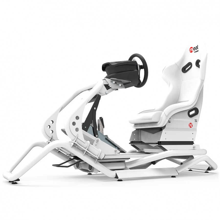 Rseat N1 White Seat / White Frame Racing Simulator Cockpit